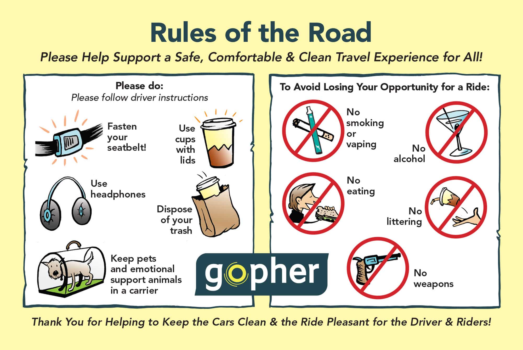 Gopher Transportation for Rural Vermonters | Rider Policies